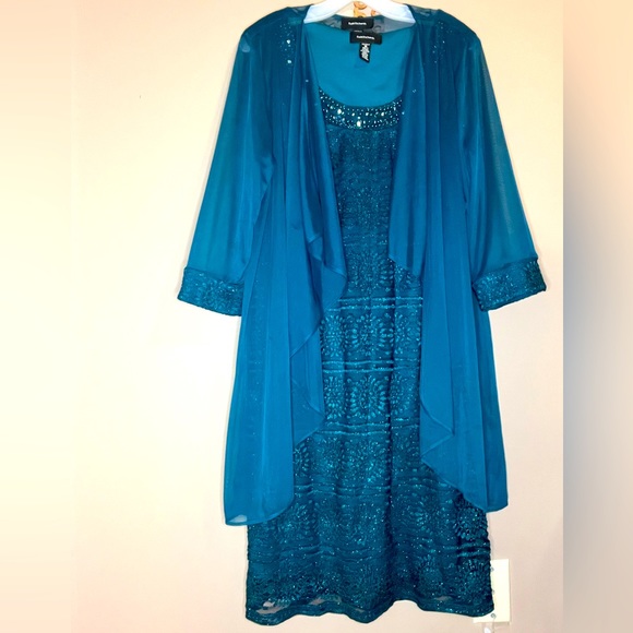 R&M Richards | Dresses | Rm Richards Gorgeous Lace Beaded Dress With ...